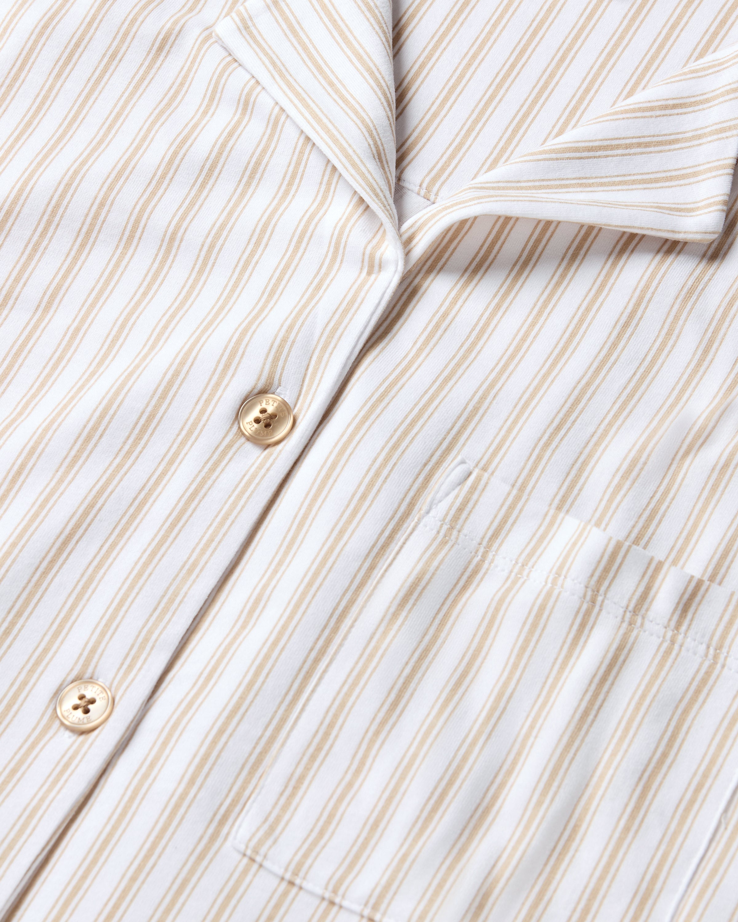 The Olivia Wide Leg Pima Pajama Set in Camel Ticking — Haven Haus Co